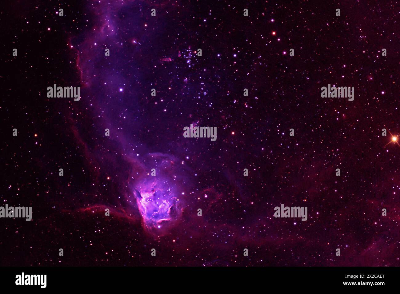 The cosmic nebula is red. Elements of this image furnished by NASA ...