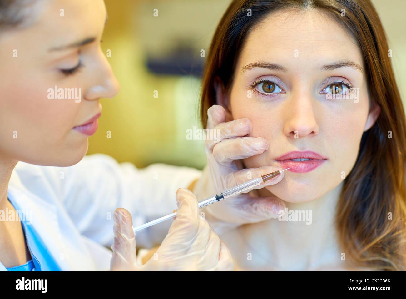 Syringe. Botox, cosmetic medicine. Botulinum toxin treatment involves ...