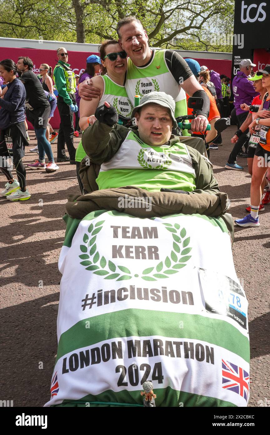 London, UK. 21st Apr, 2024. Runners in the mass races, amongst them ...