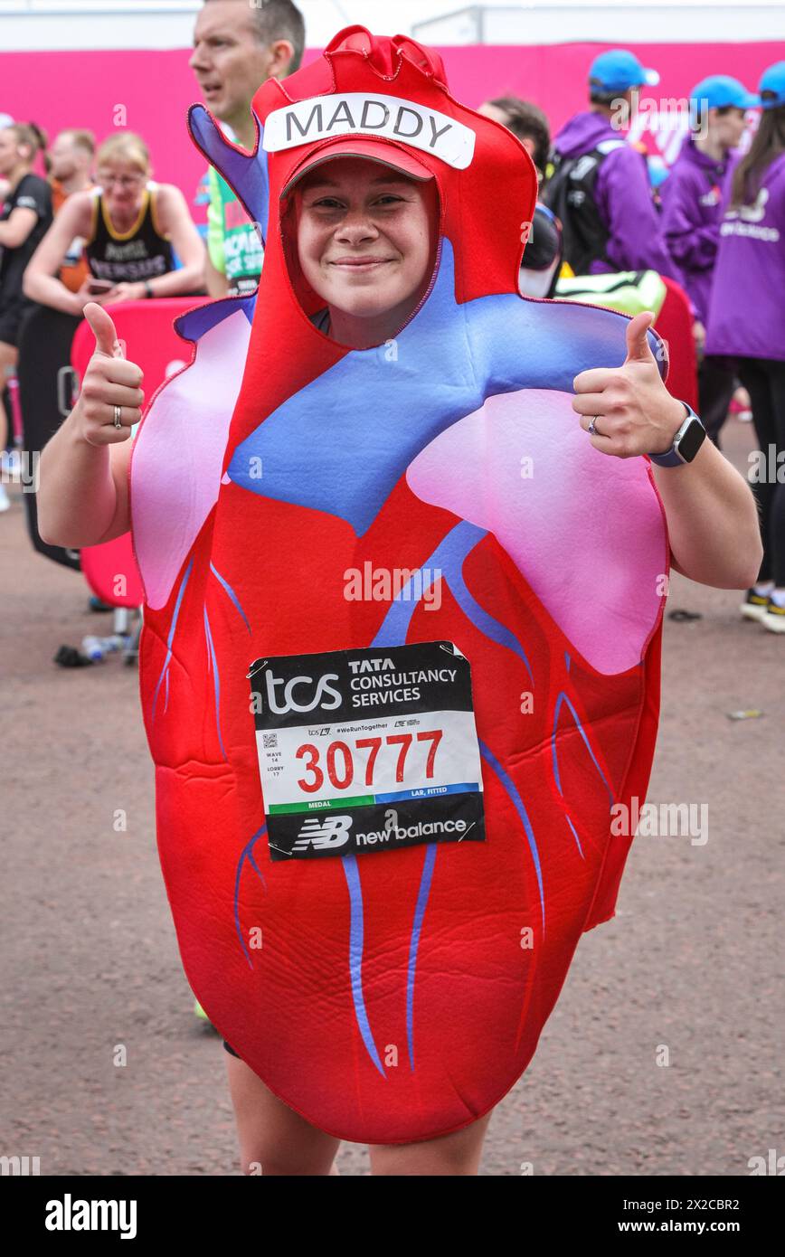 London, UK. 21st Apr, 2024. Runners in the mass races, amongst them ...