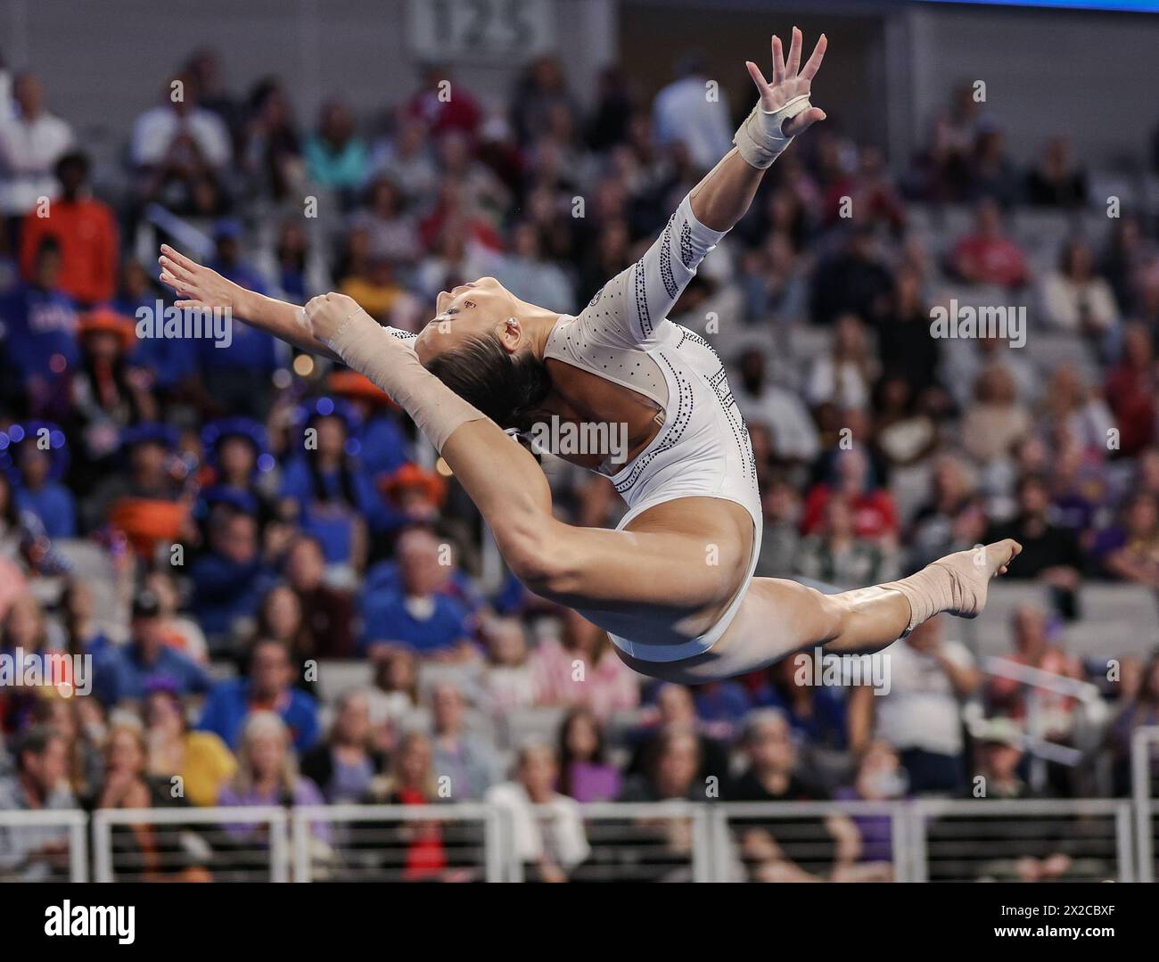 Fort Worth, TX, USA. 20th Apr, 2024. LSU's Aleah Finnegan leaps into ...