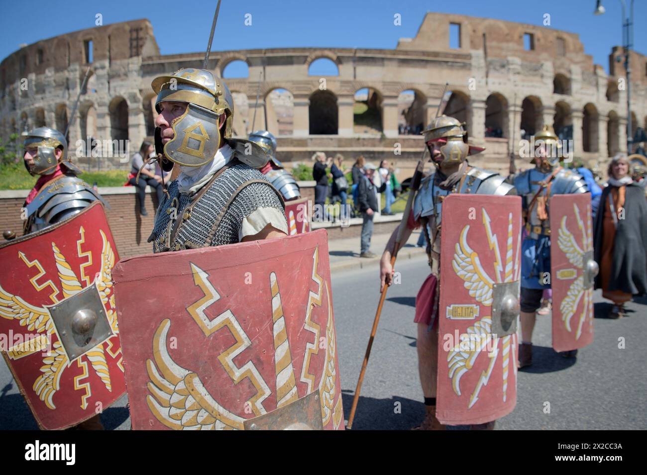 Rome, Italy. 21st Apr, 2024. Hundreds of ancient Rome enthusiasts from ...