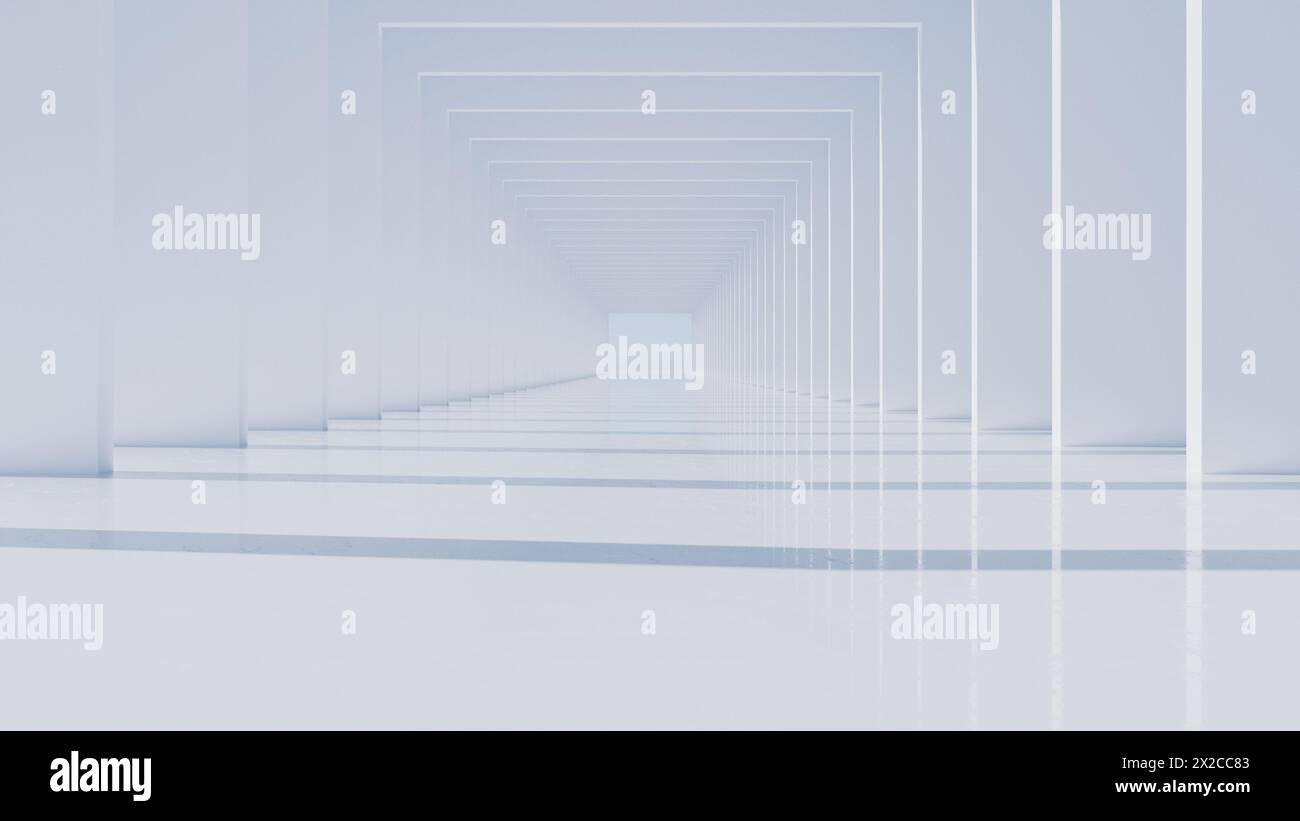 3D illustration square archway in day light with sun shadow with ...