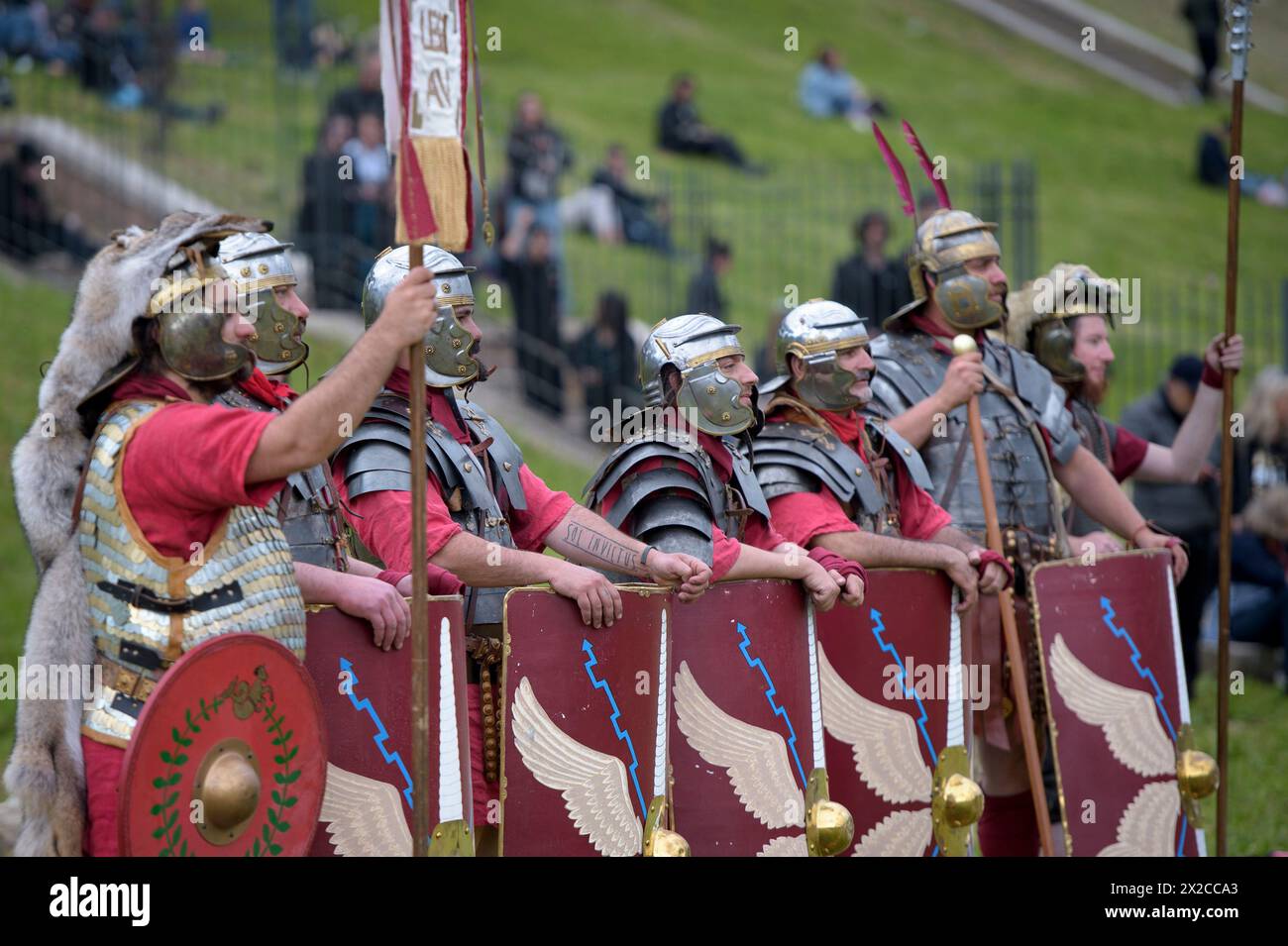 Rome, Italy. 20th Apr, 2024. Ancient Rome enthusiasts dressed as Roman ...