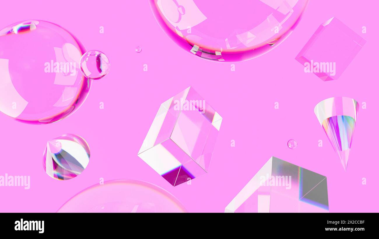 3d Illustration Of Primitives Objects With Crystal Glass Materials 4k Abstract Abstract 