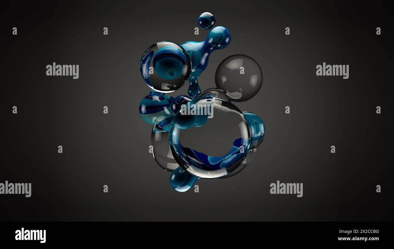 3D illustration of abstract volume objects. Abstract morph liquid forms ...