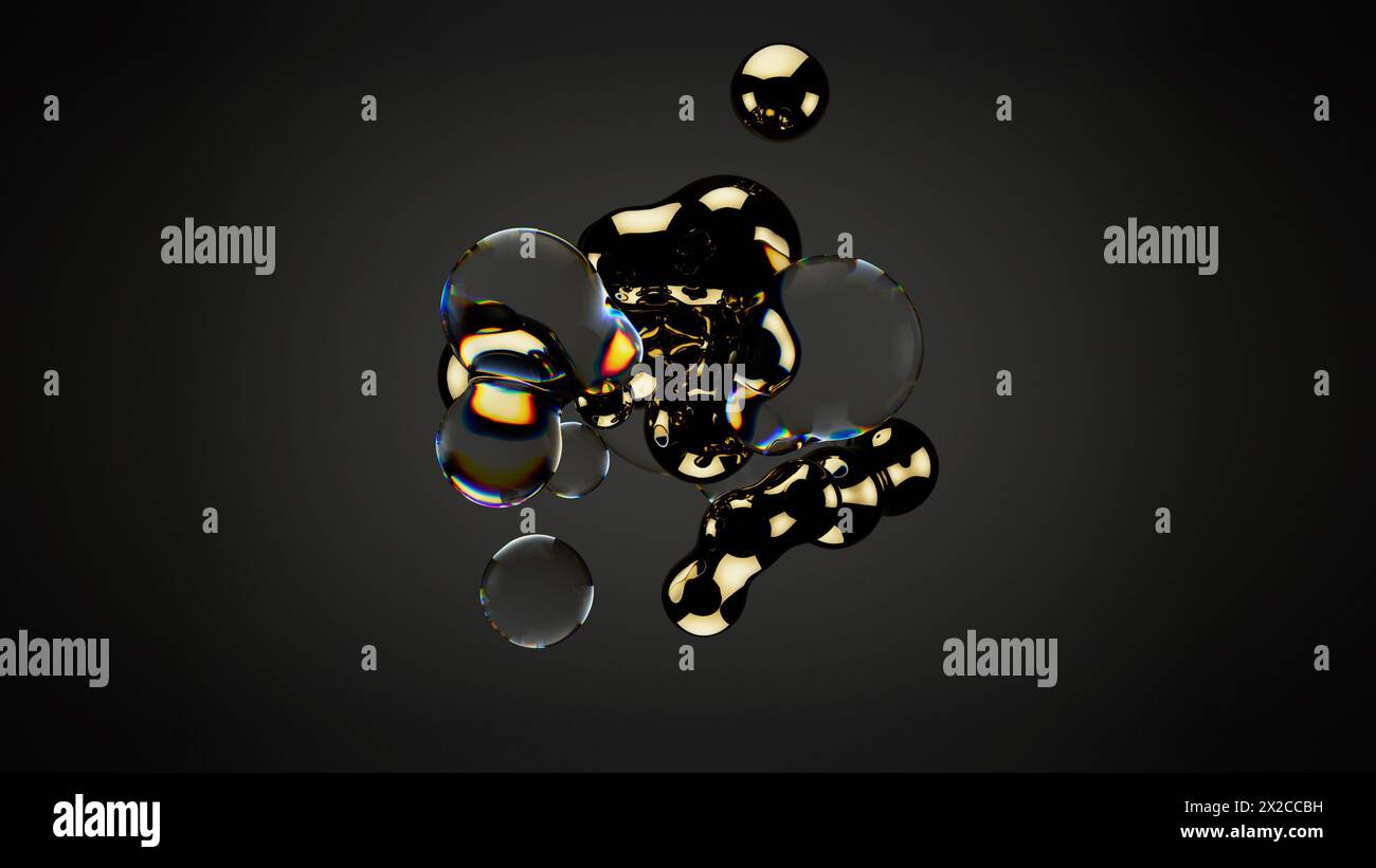 3D illustration of abstract volume objects. Abstract morph liquid forms ...