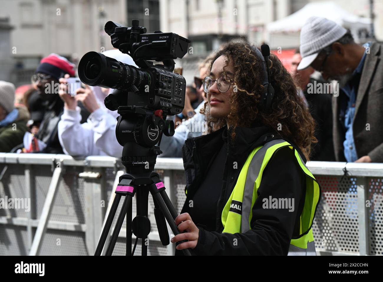 London, UK. 21st Apr, 2024. A videographer for the young girl on the ...