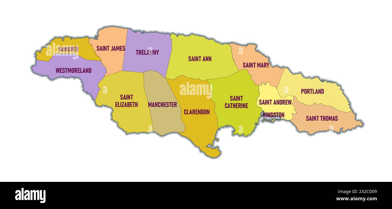 Map of Jamaica Administrative vector Stock Vector Image & Art - Alamy