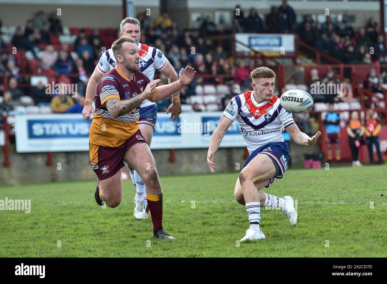 Batley, England - 21st April 2024 Wakefield Trinity's Myles Lawford ...