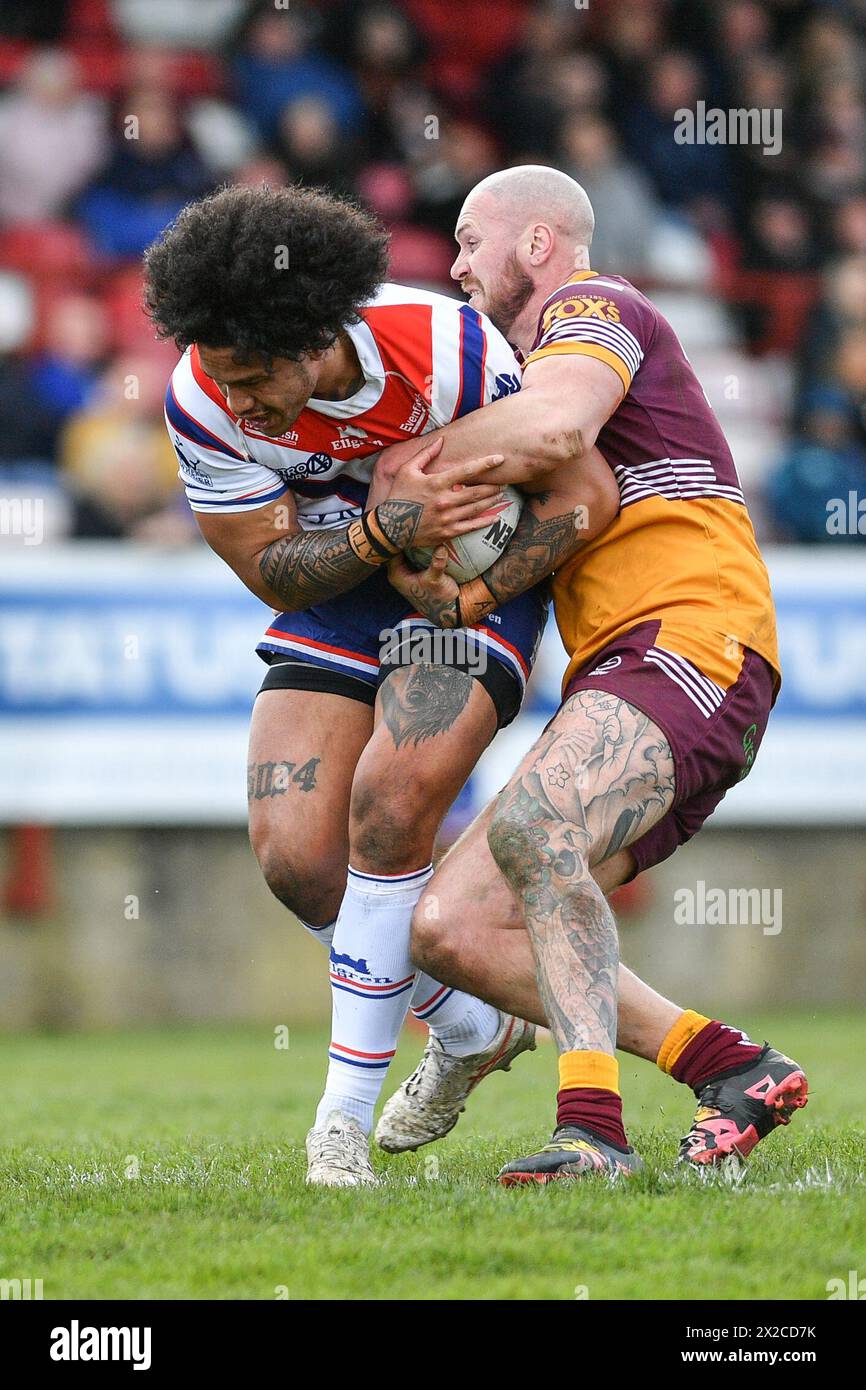 Batley, England - 21st April 2024 Wakefield Trinity's Renouf Atoni ...
