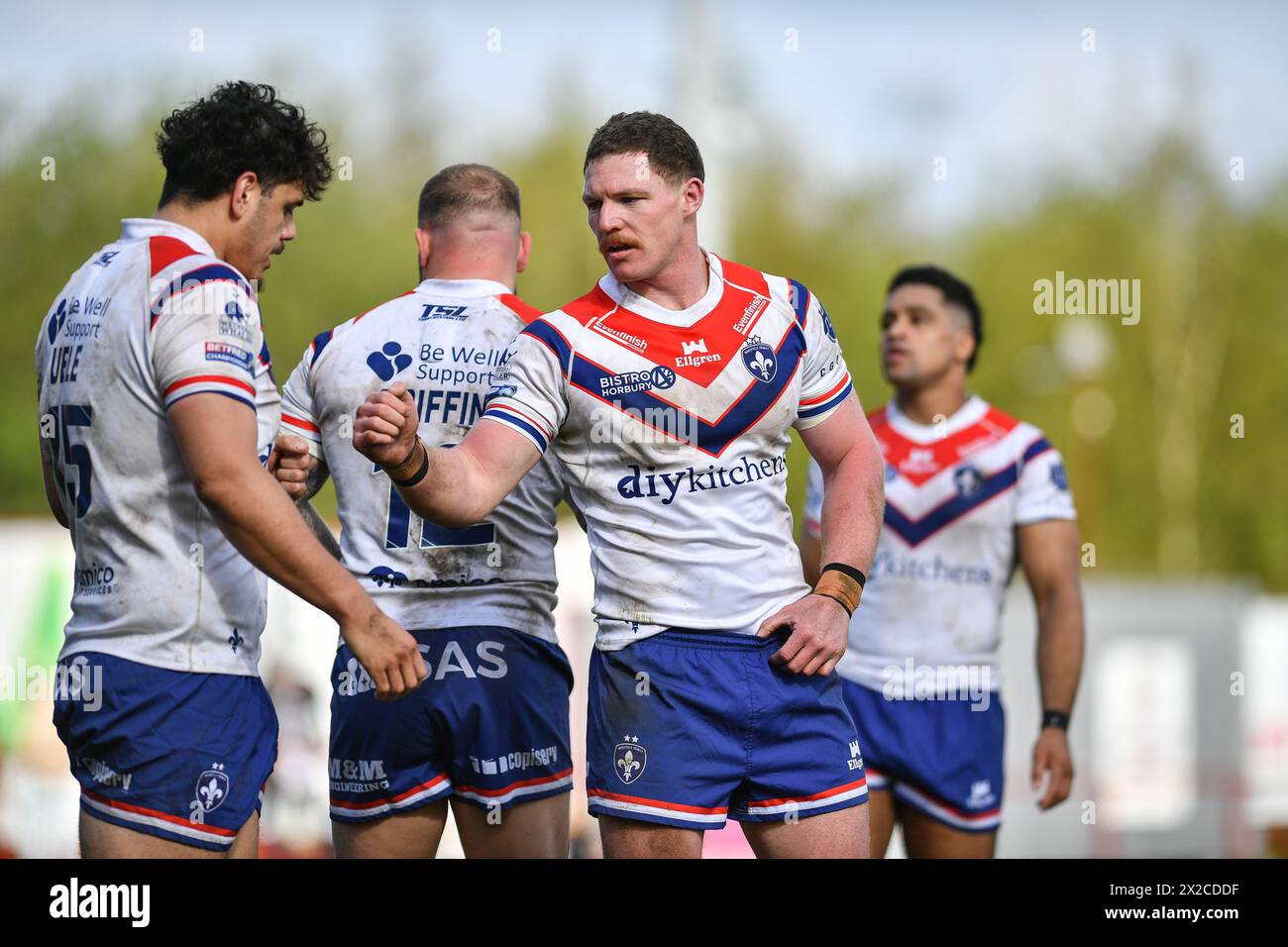 Batley, England - 21st April 2024 Wakefield Trinity's Ky Rodwell. Rugby ...