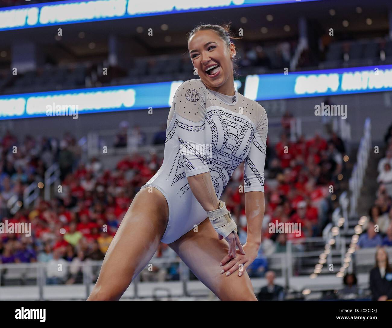 Fort Worth, TX, USA. 20th Apr, 2024. LSU's Aleah Finnegan competes on ...