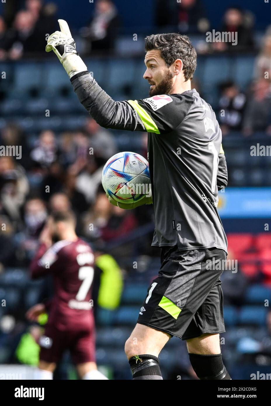 Glasgow, UK. 21st Apr, 2024. Craig Gordon of Hearts during the Scottish ...