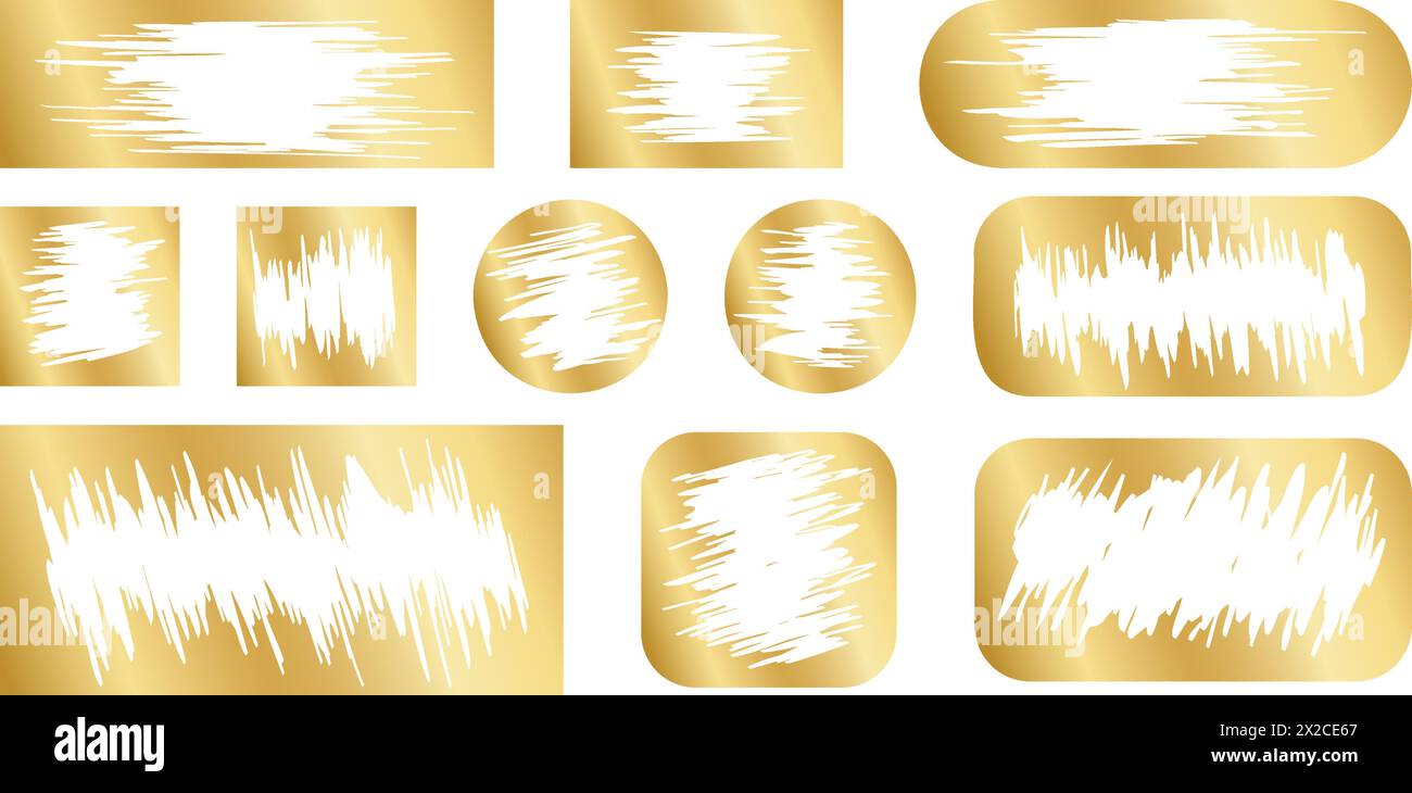 Set of golden scratch card surfaces with scraped textures. Collection ...