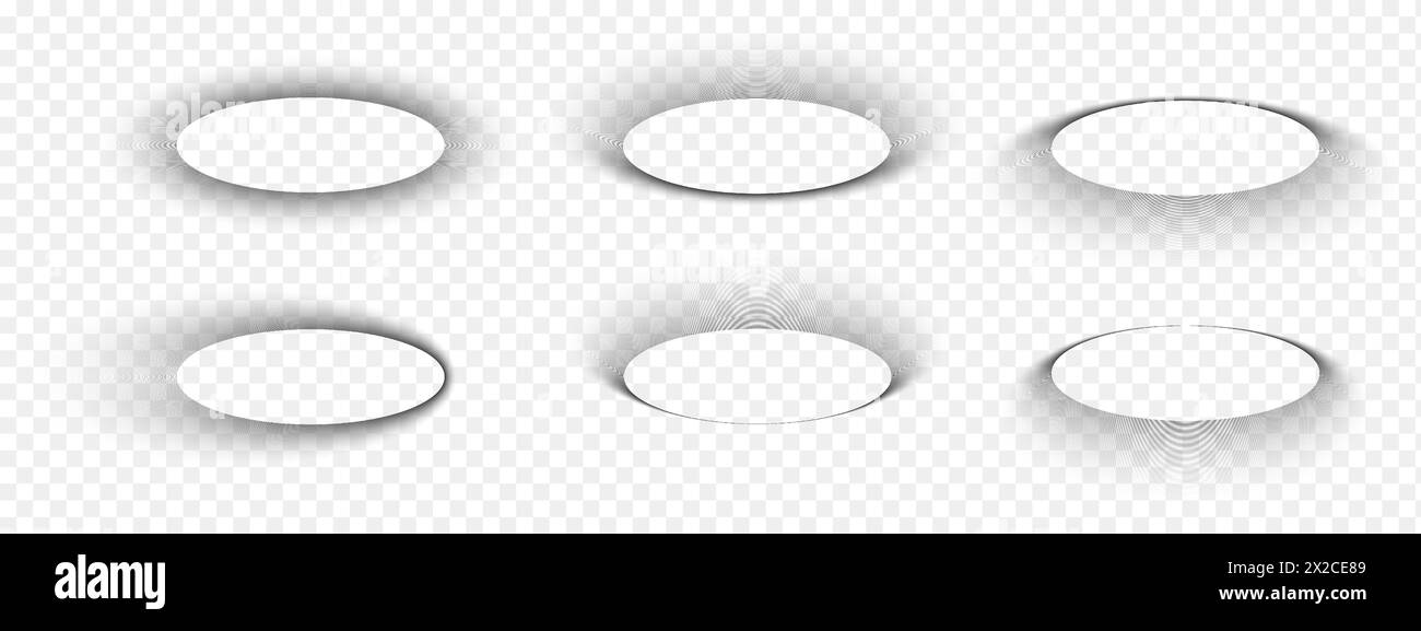 Oval shadows shapes isolated on transparent background. Elliptical soft ...