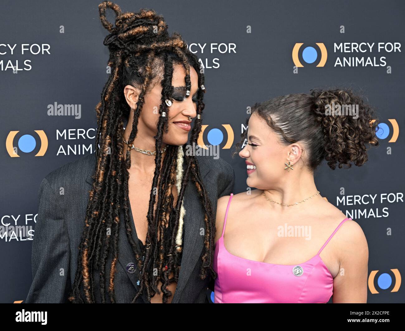 April 20, 2024, Los Angeles, California, U.S.: Lucy Barrett and Sarah Jeffery attend the 25th ...