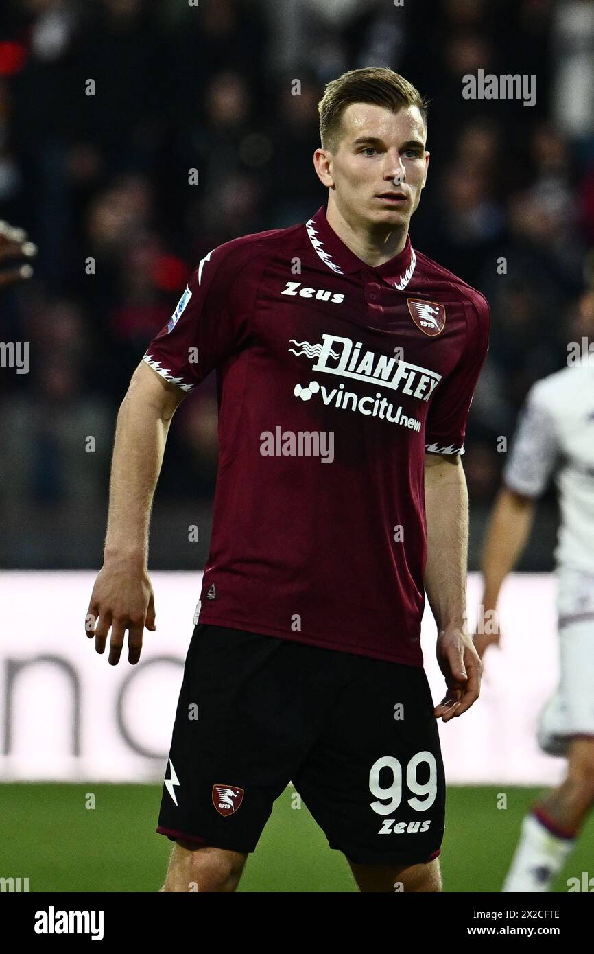 Salerno, Italy. 21st Apr, 2024. Mateusz Legowski of US Salernitana ...