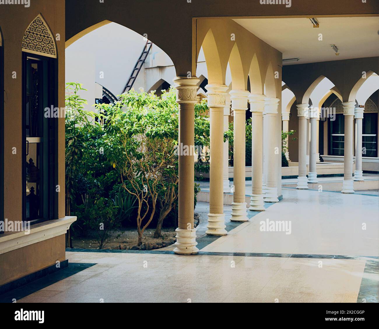 Beautiful old arcs and columns in Soahr, Oman, Arabic archutecture ...