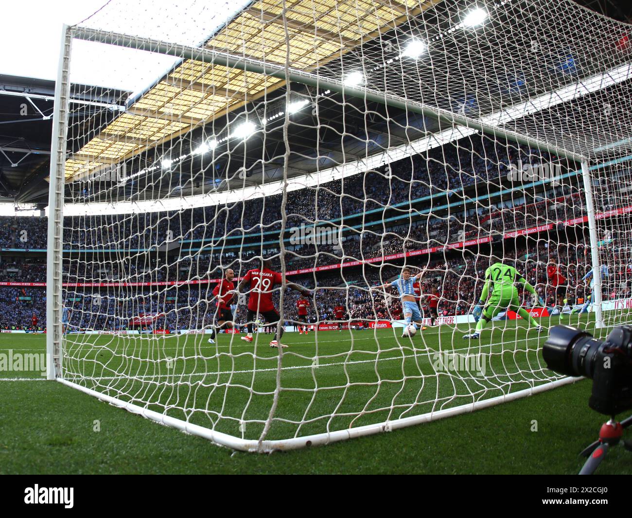 London, UK. 21st Apr, 2024. Victor Torp (CC) scores what he thought was ...
