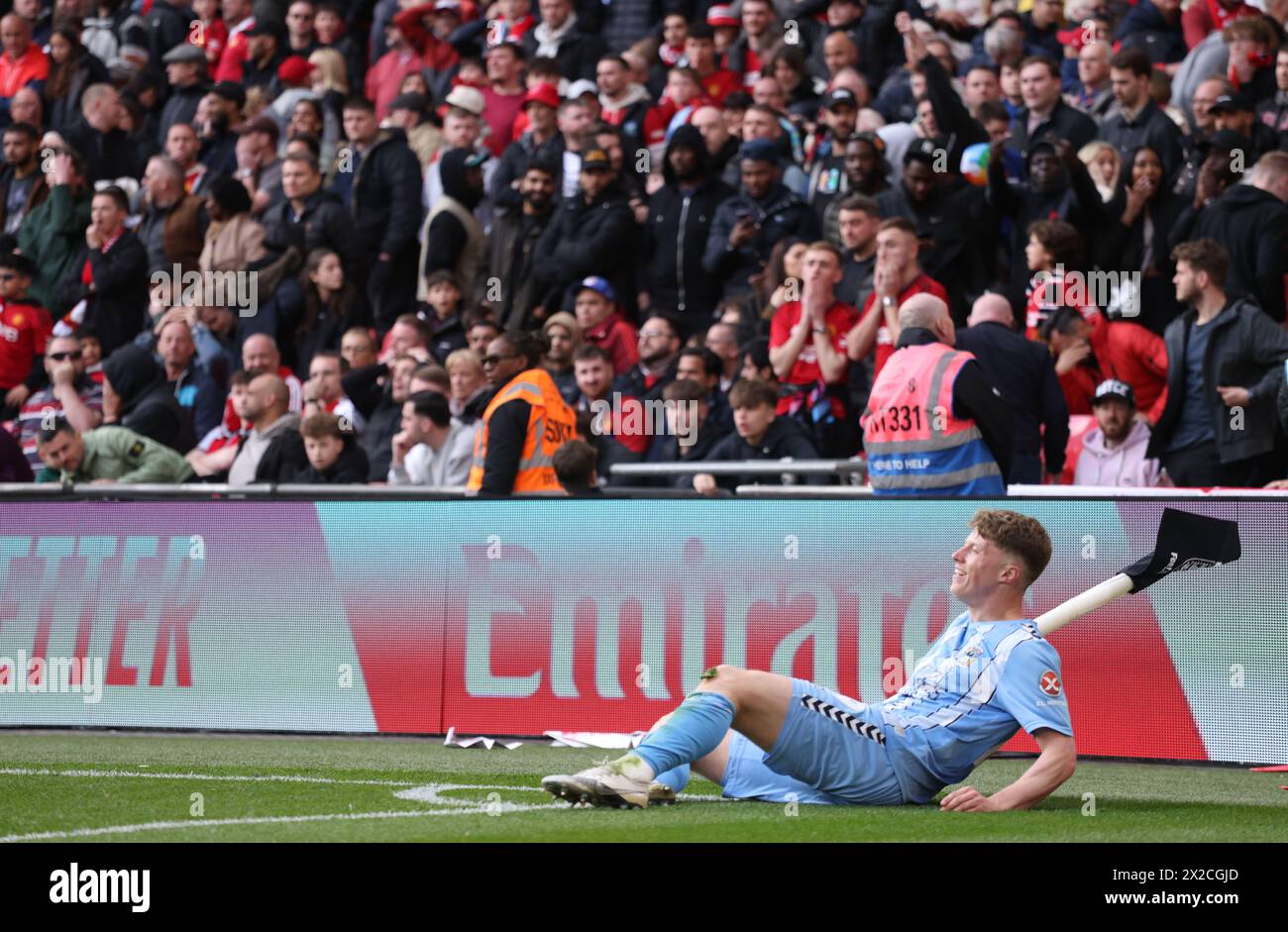 London, UK. 21st Apr, 2024. Victor Torp (CC) celebrates what he thought ...