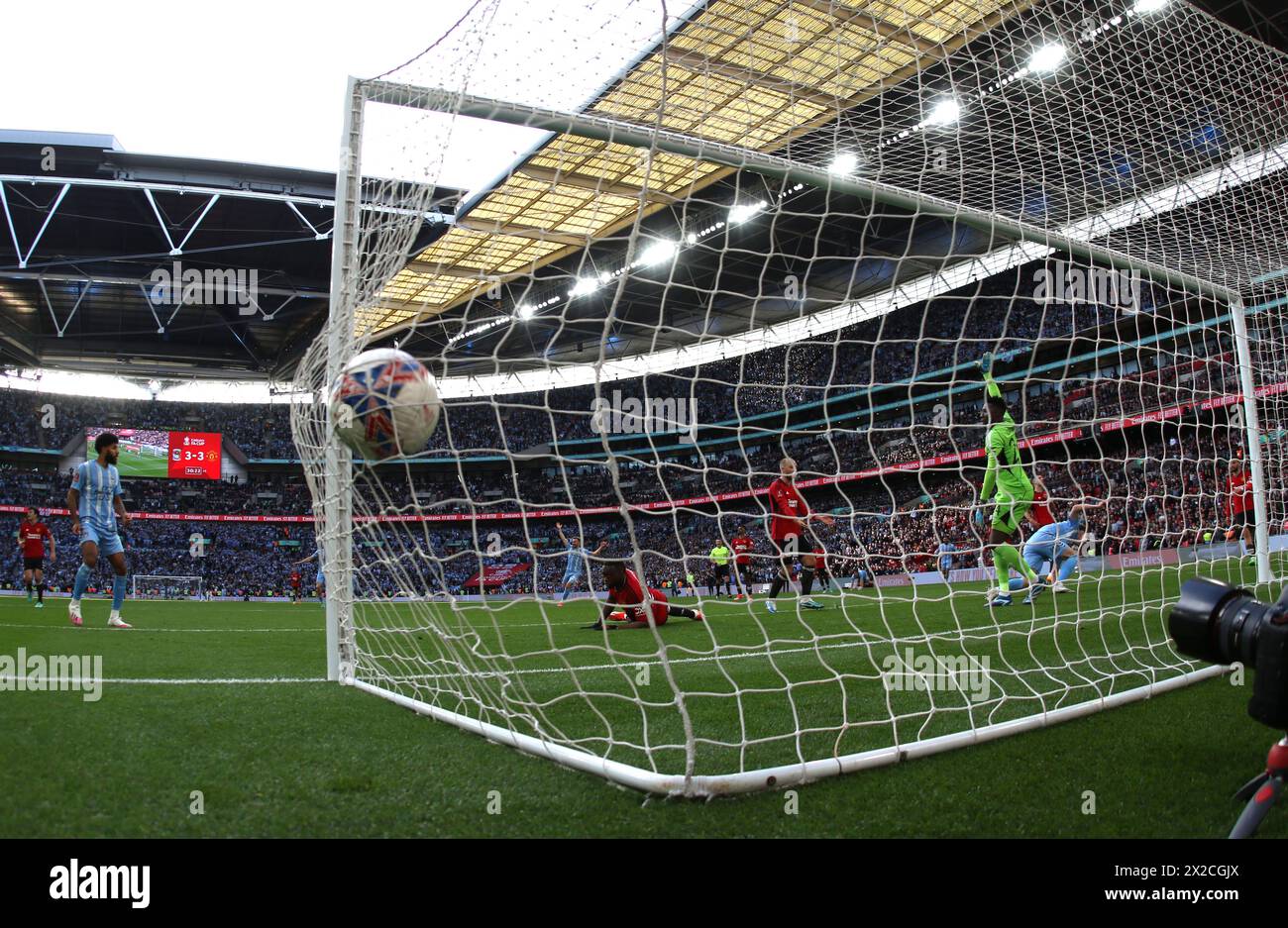 London, UK. 21st Apr, 2024. Victor Torp (CC) scores what he thought was ...