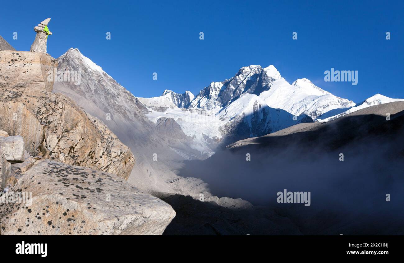 View of Everest Lhotse and Lhotse Shar from Barun valley, Nepal ...