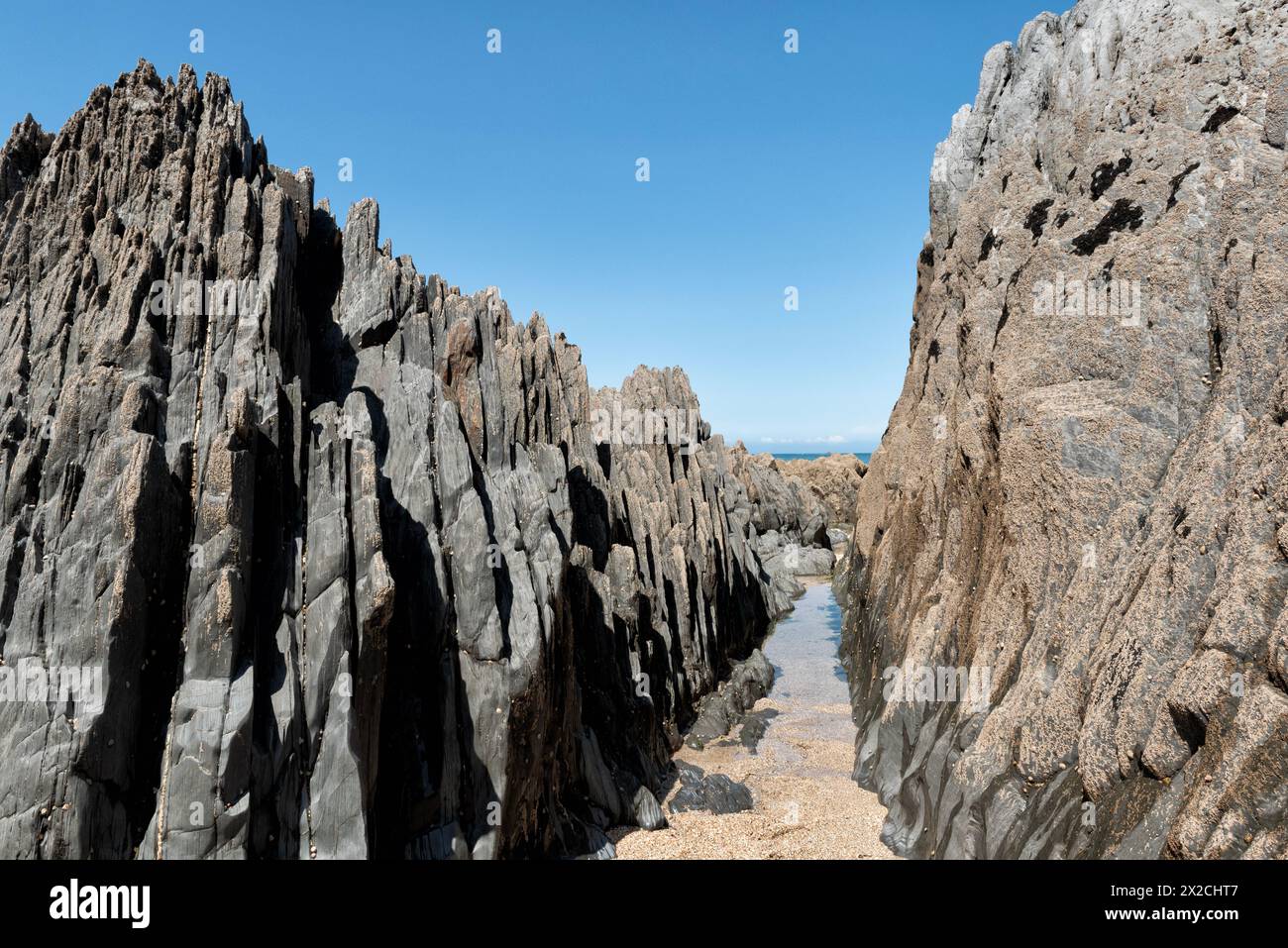 Rock formations on Barricane Beach, Devon, UK Stock Photo - Alamy