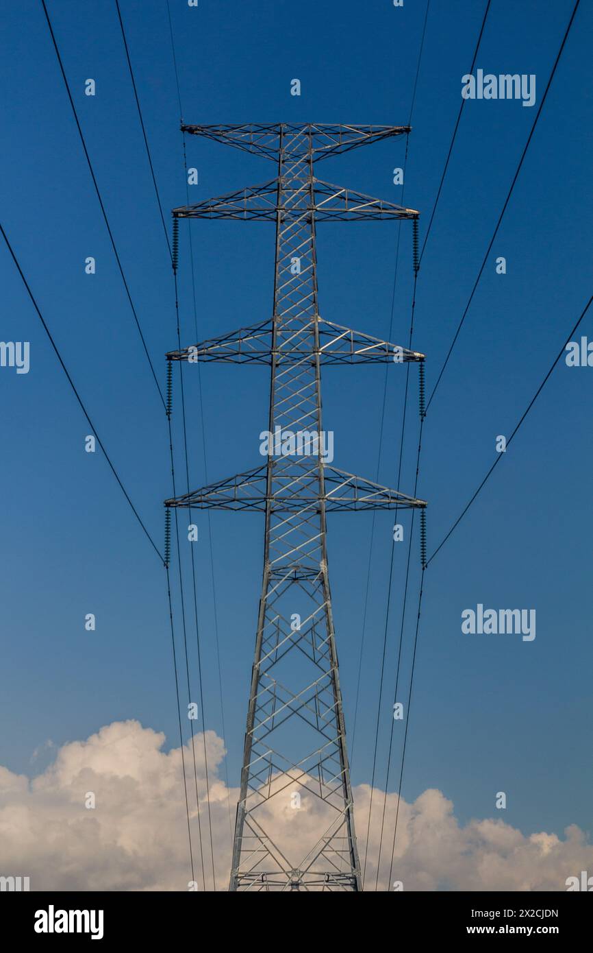High voltage transmission lines in Phongsali province, Laos Stock Photo ...