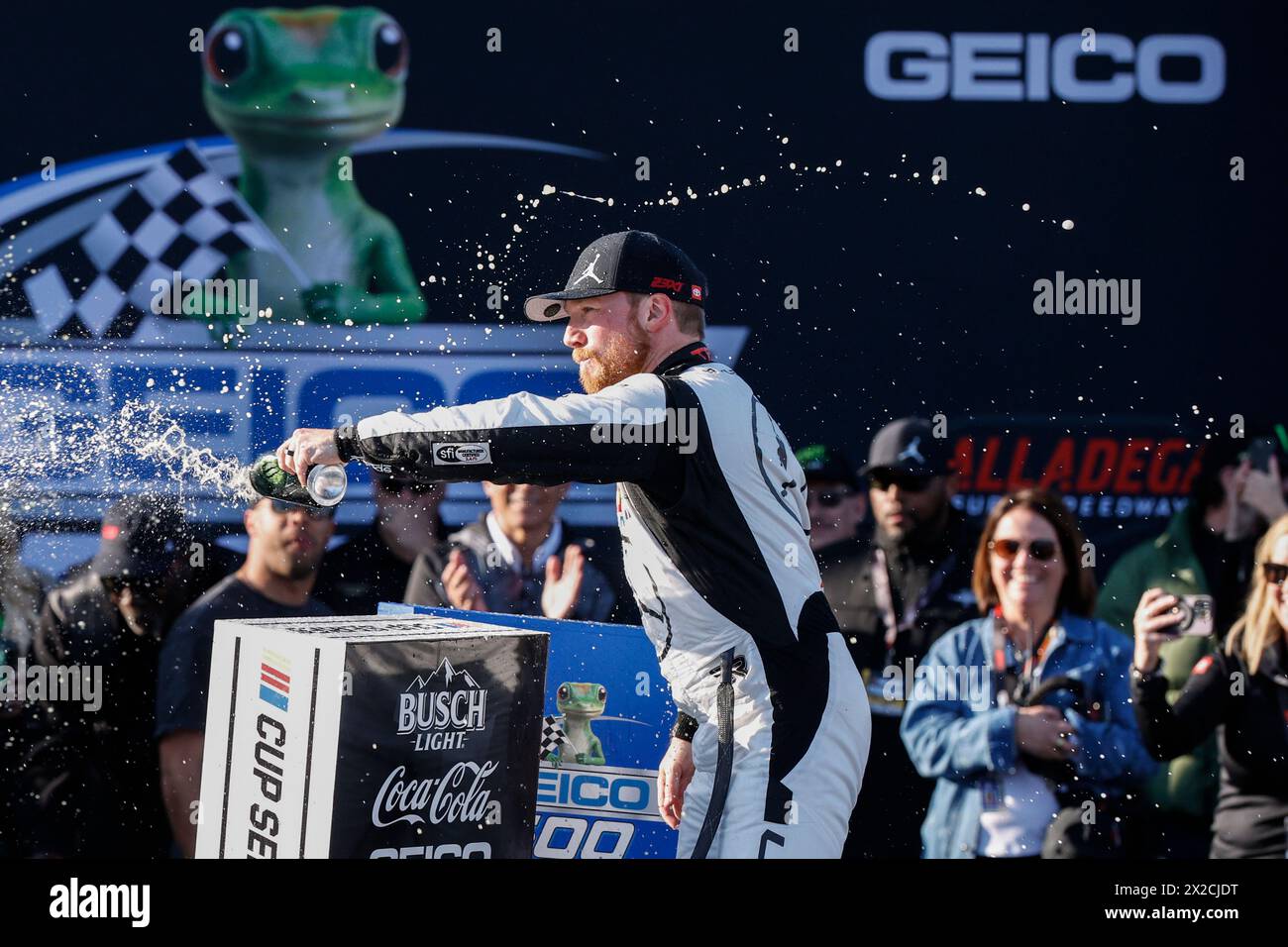 Tyler Reddick celebrates his win at a NASCAR Cup Series auto race at ...