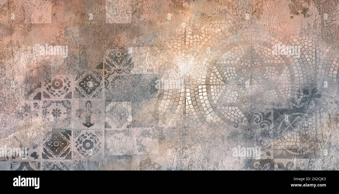 Old brown gray rusty vintage worn geometric shabby mosaic ornate ...