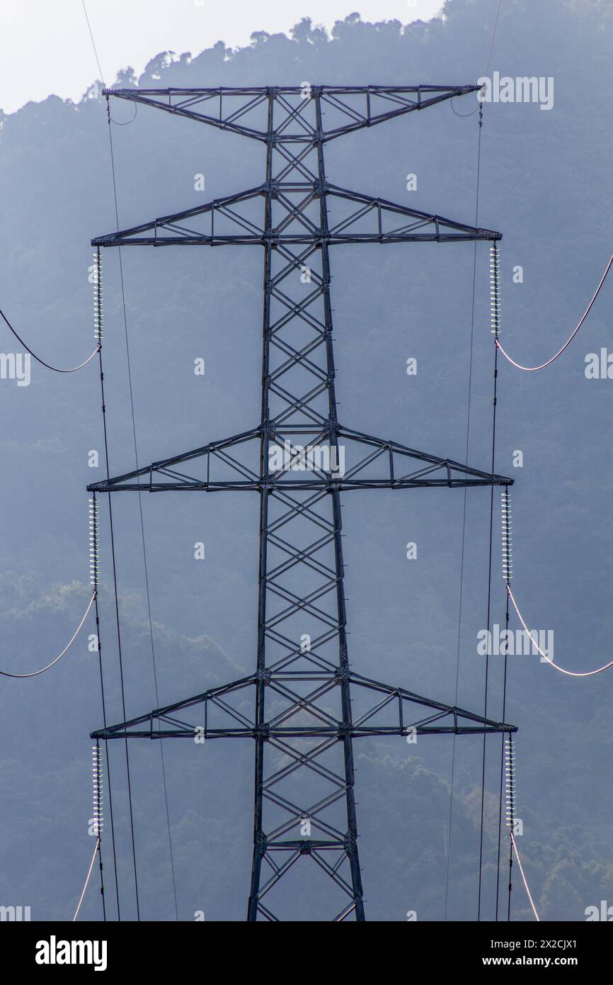 High voltage transmission lines in Phongsali province, Laos Stock Photo ...