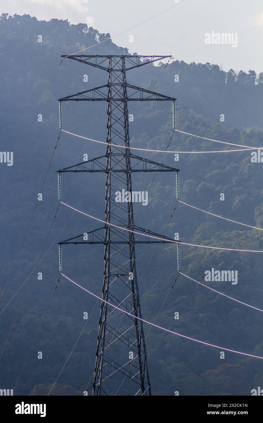 High voltage transmission lines in Phongsali province, Laos Stock Photo ...