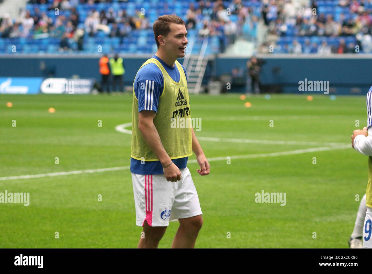 Saint Petersburg, Russia. 21st Apr, 2024. Dmitry Vorobyov (10) of Orenburg seen in action during ...