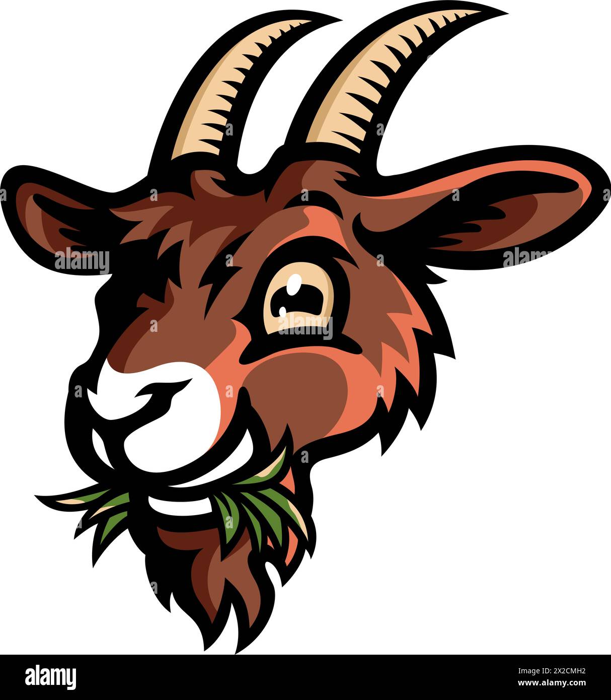 Happy Cute Goat Chewing some Grass Stock Vector Image & Art - Alamy