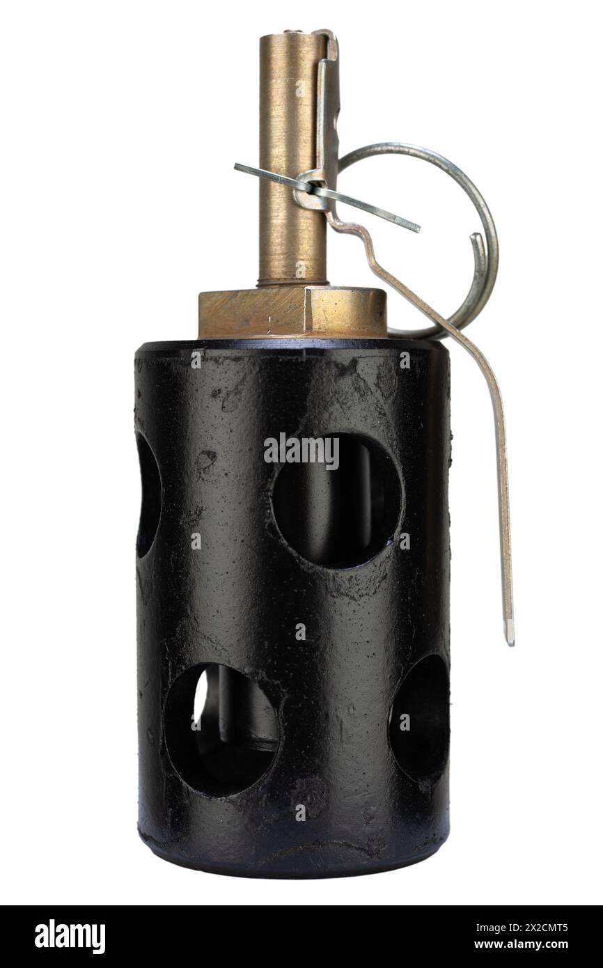 flashbang (stun) non-lethal grenade for riot police isolated on white ...