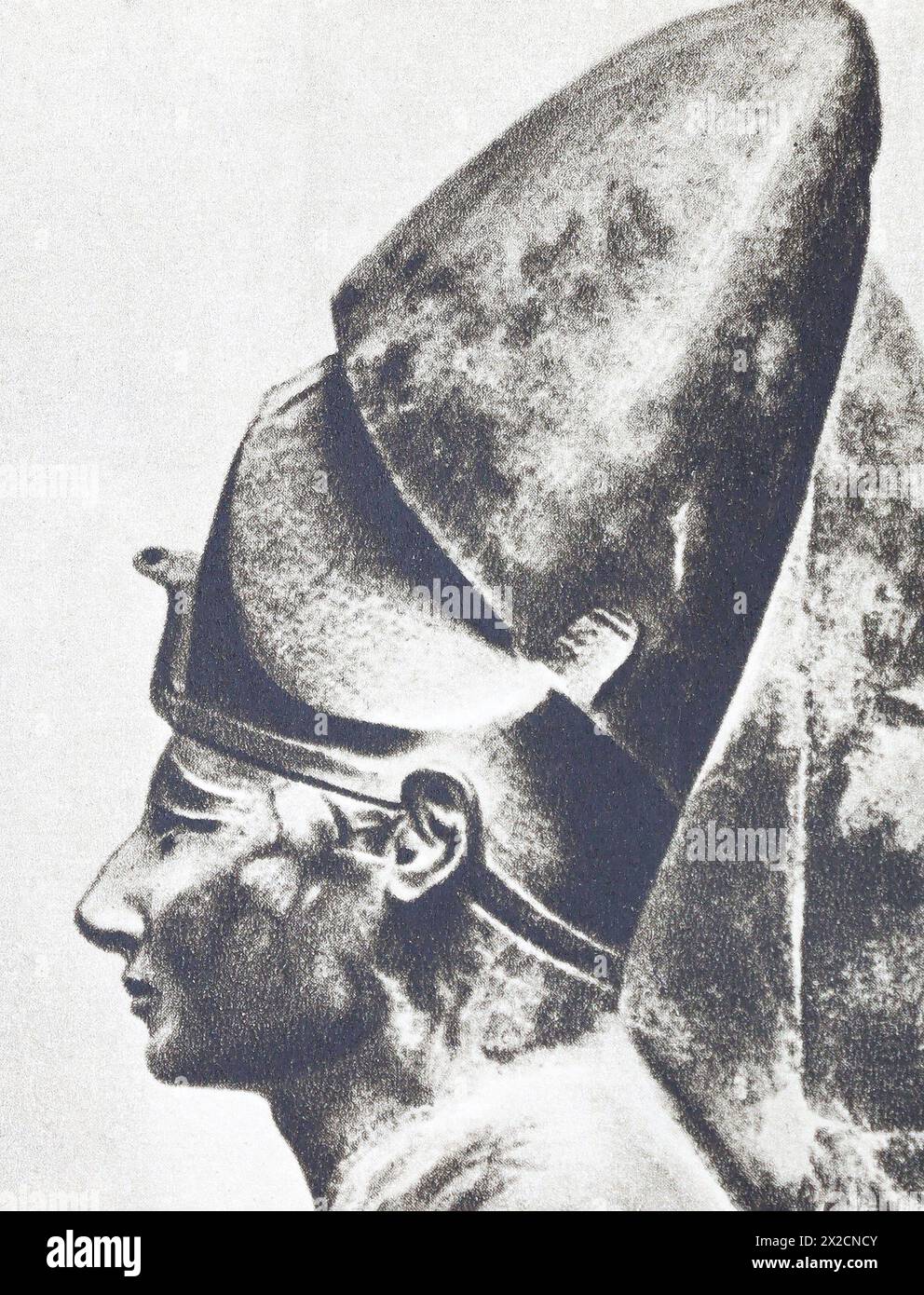 Pharaoh Thutmose III. Head of the statue. Photo from the mid-20th ...