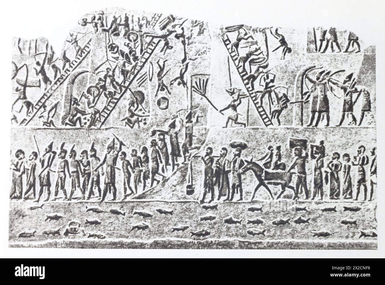 The assault on the fortress by Ashurbanipal during the campaign against ...