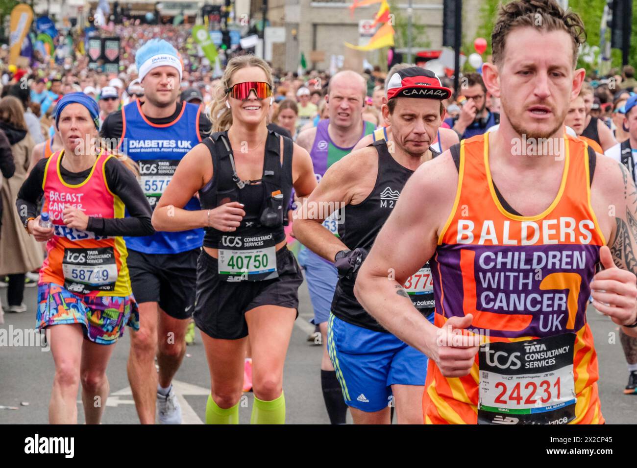 London Marathon 2024: The mass of runners makes its way through ...