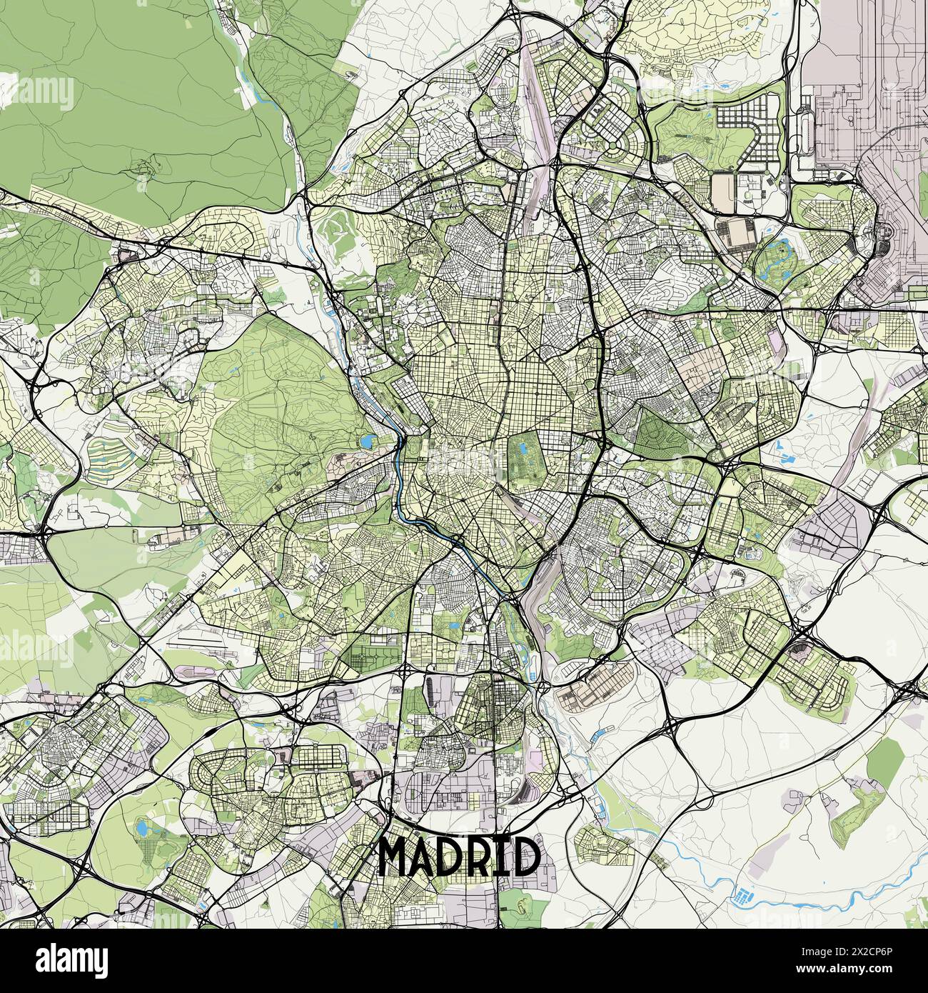 Madrid, Spain map poster art Stock Vector Image & Art - Alamy