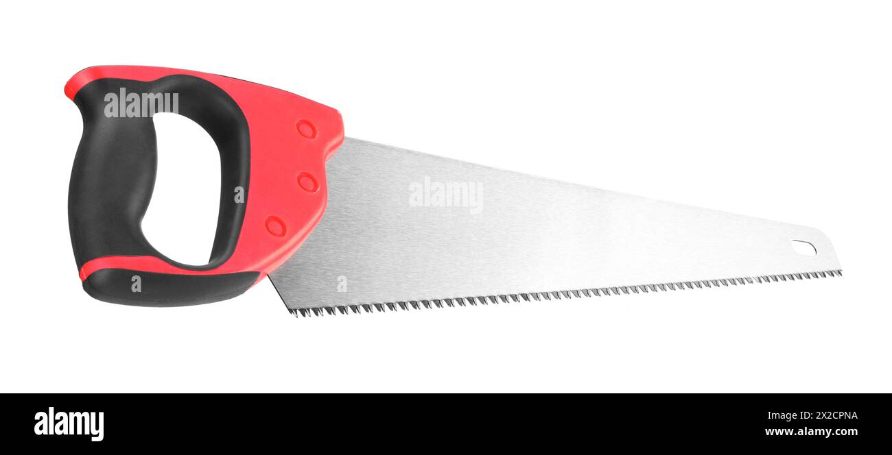 One saw with color hand isolated on white Stock Photo - Alamy