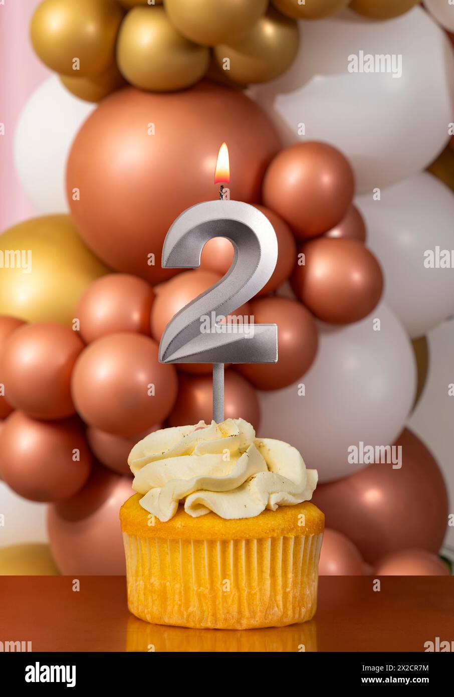 Birthday candle number 2 - Celebration balloons background Stock Photo ...