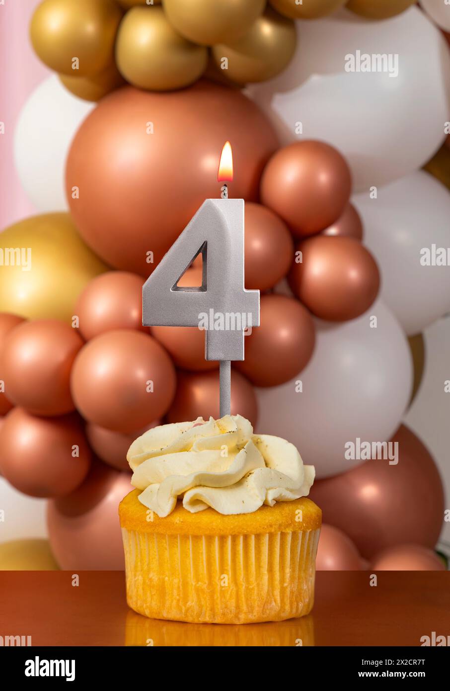Birthday candle number 4 - Celebration balloons background Stock Photo ...