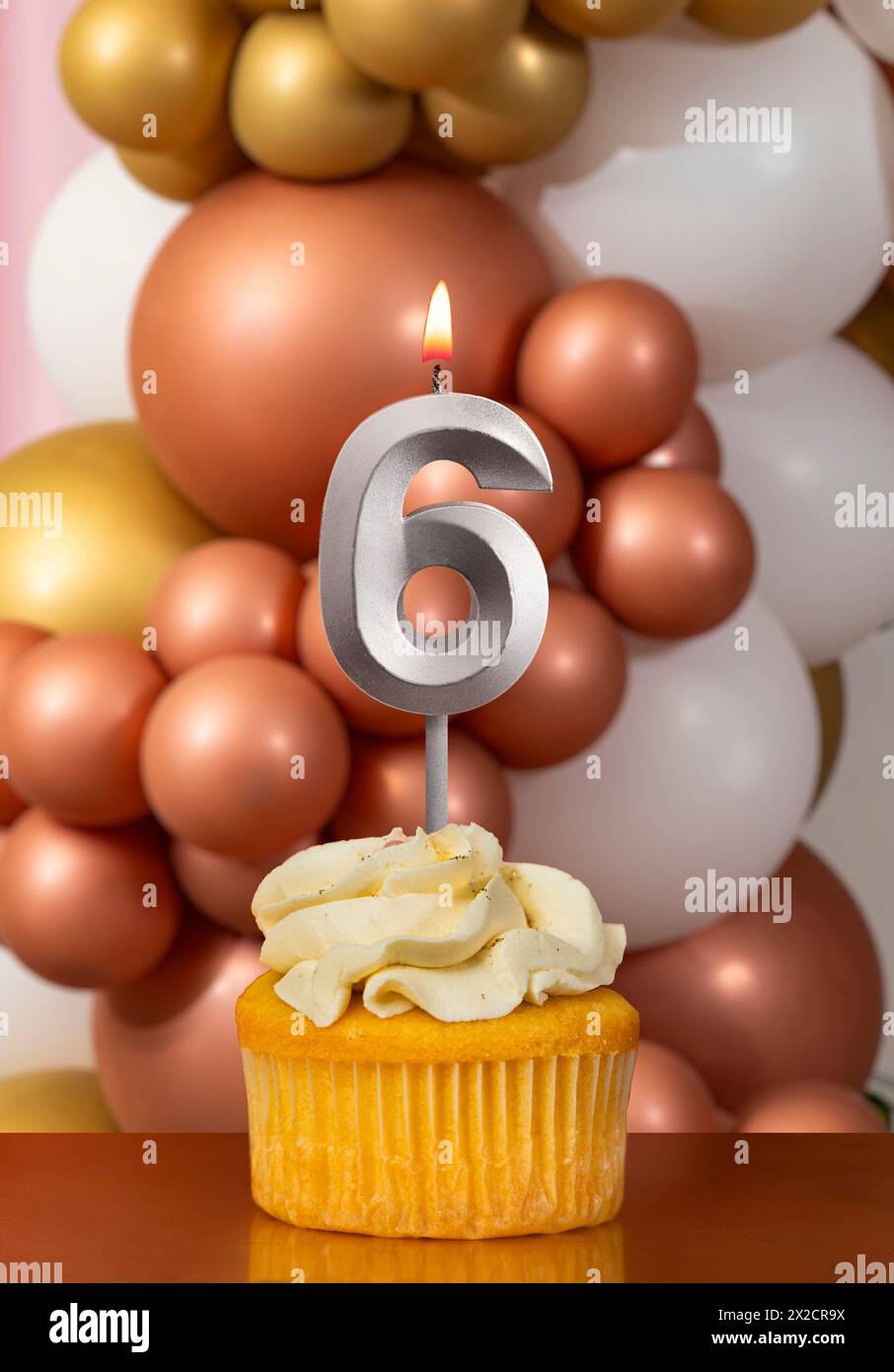 Birthday candle number 6 - Celebration balloons background Stock Photo ...
