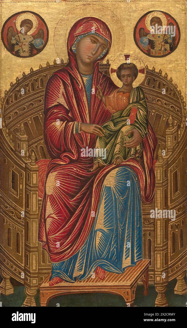 Painting of Madonna and Child on a curved throne Unknown Artist ...