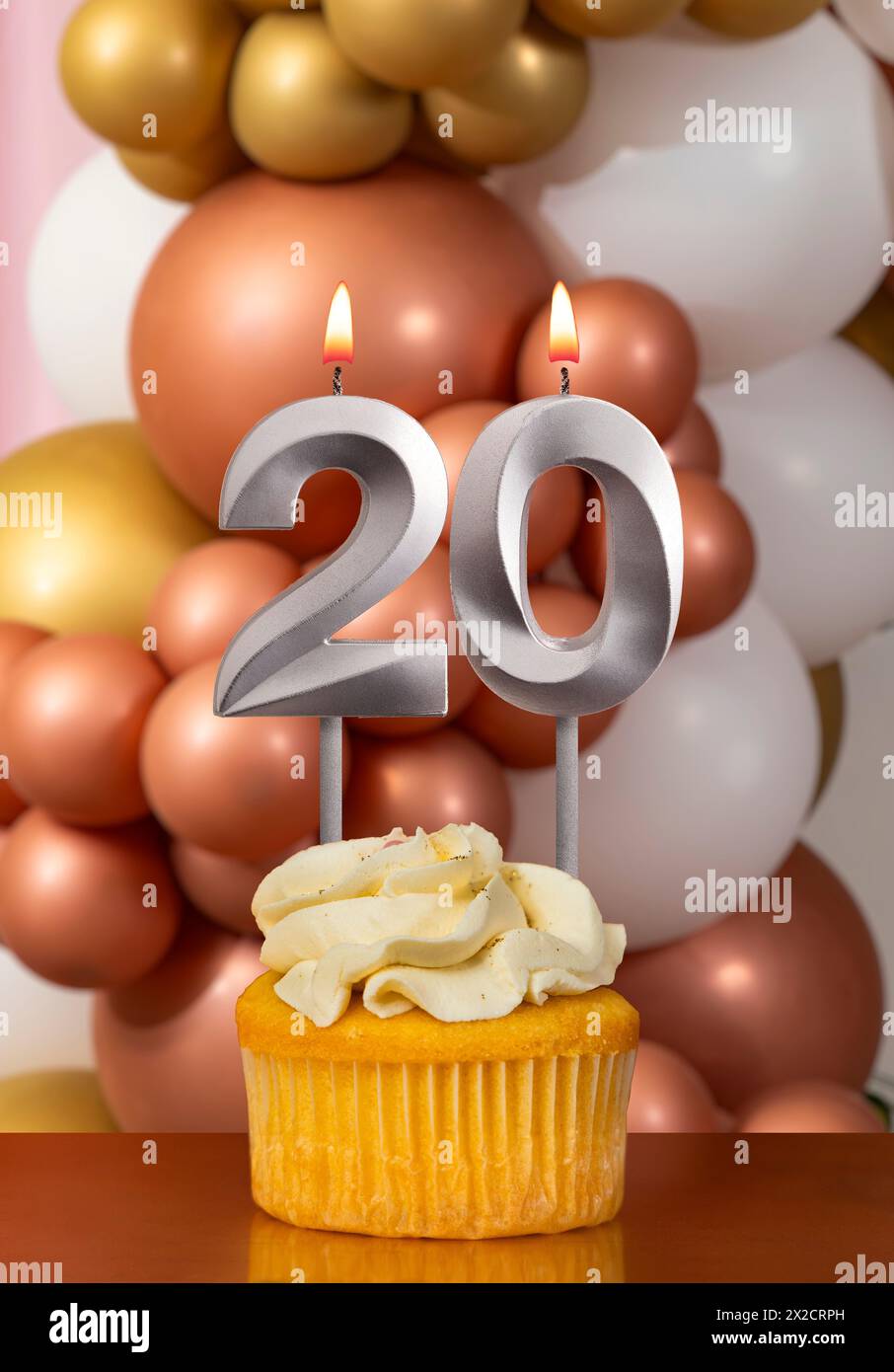 Birthday candle number 20 - Celebration balloons background Stock Photo ...