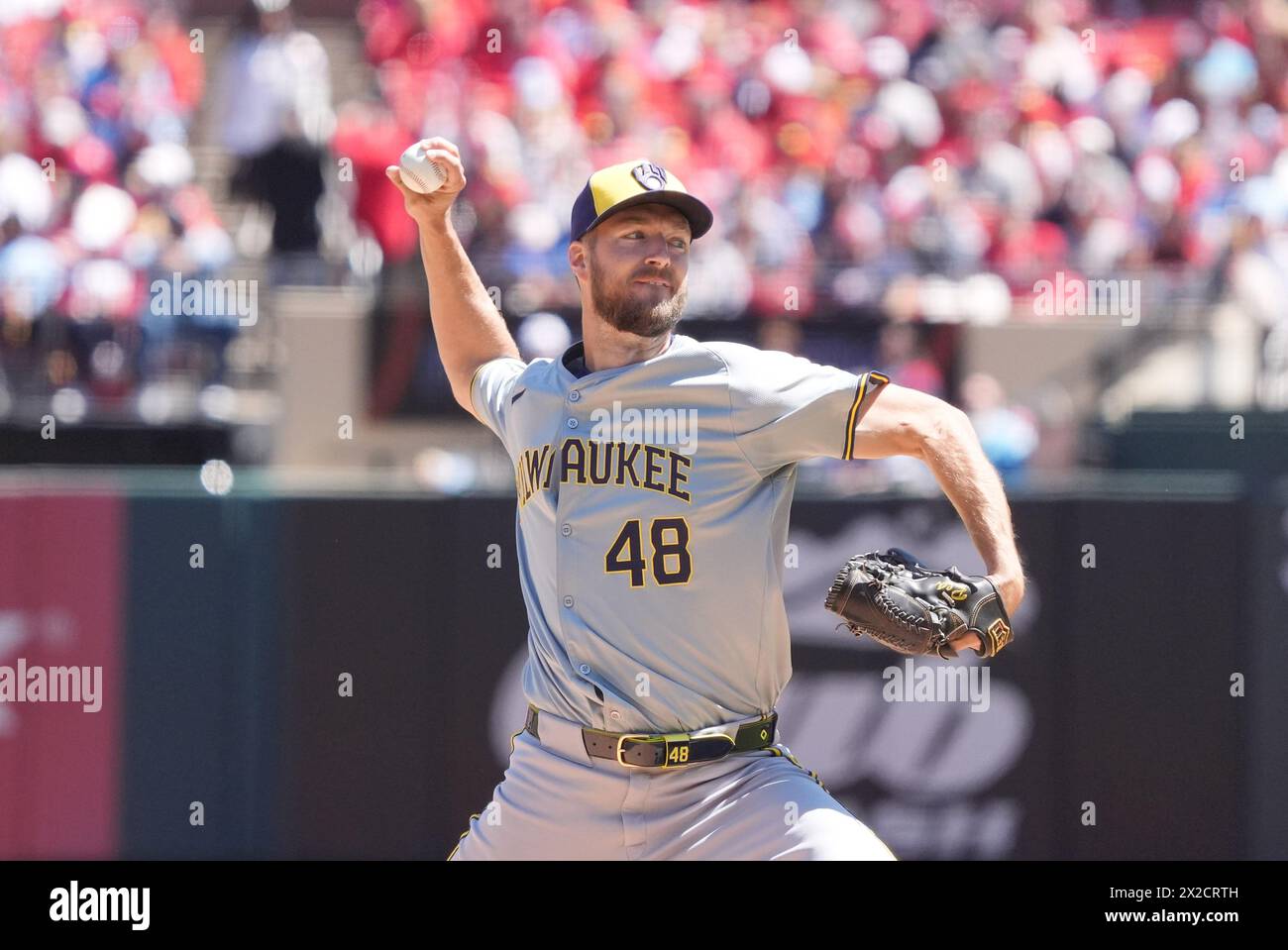 St. Louis, United States. 21st Apr, 2024. Milwaukee Brewers starting ...