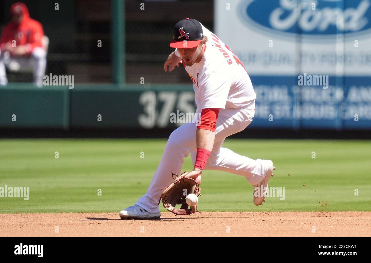 St. Louis, United States. 21st Apr, 2024. St. Louis Cardinals second ...