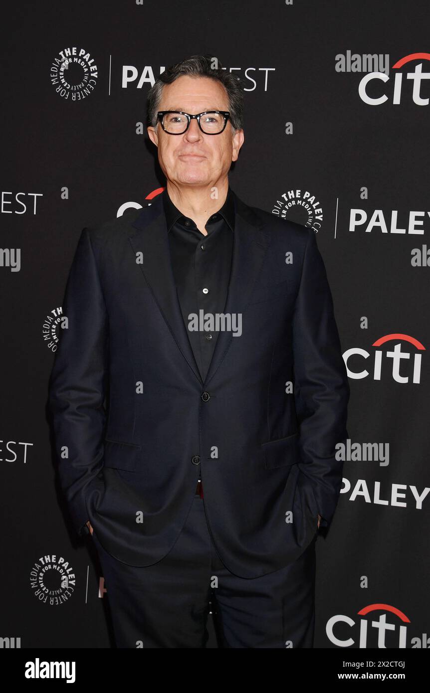 HOLLYWOOD, CALIFORNIA - APRIL 21: Stephen Colbert arrives at Paley Fest ...