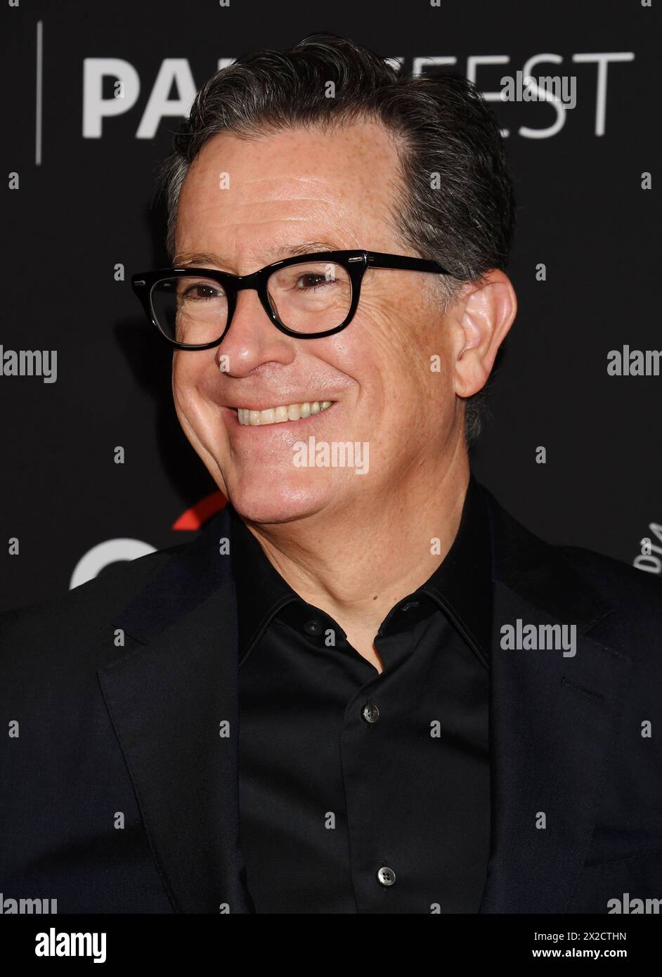 HOLLYWOOD, CALIFORNIA - APRIL 21: Stephen Colbert arrives at Paley Fest ...